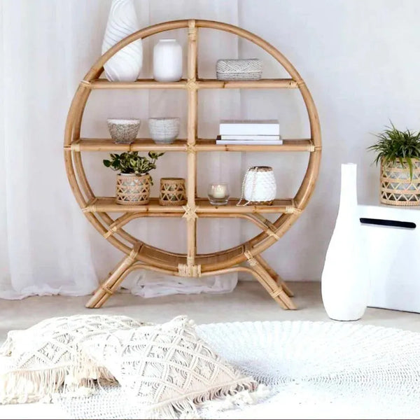 Julie Round Rattan Display Unit - IrregularLines Collection